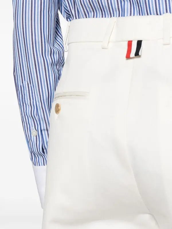 Thom Browne Relaxed Fit Pleated Trousers - White
