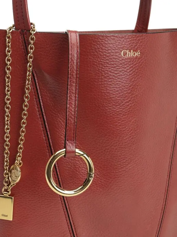 Chloé Spin Large Hammered Leather Tote Bag - Brown