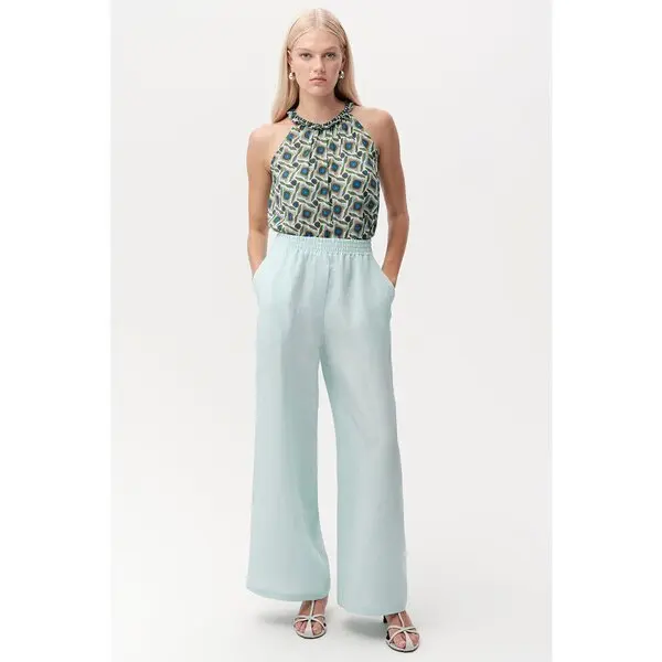 EXQUISE Elasticated Waist Linen Blend Trousers