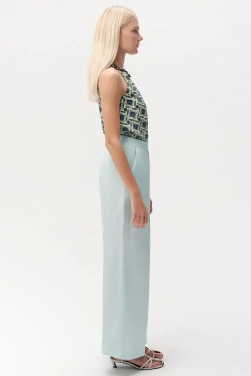 EXQUISE Elasticated Waist Linen Blend Trousers
