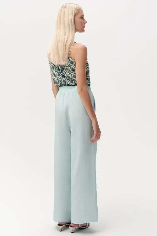 EXQUISE Elasticated Waist Linen Blend Trousers