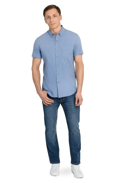 W.R.K Reworked Slim Fit Solid Short Sleeve Cotton Button-down Shirt