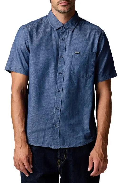 Rvca Denim Days Stripe Short Sleeve Button-up Shirt