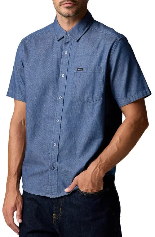 Rvca Denim Days Stripe Short Sleeve Button-up Shirt