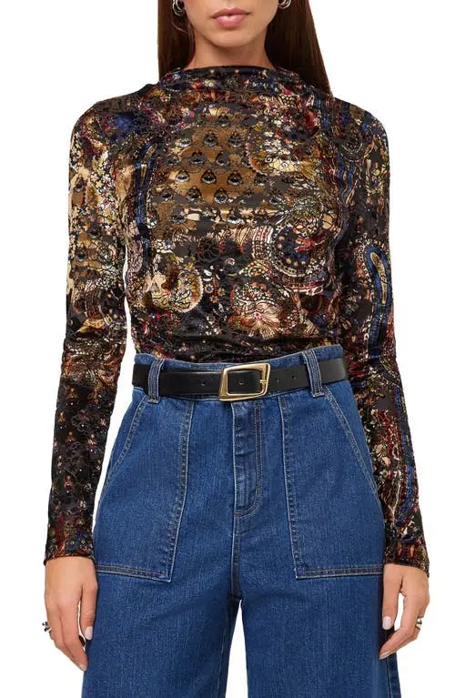 Fifteen Twenty Khami Velvet Burnout Mock Neck Top