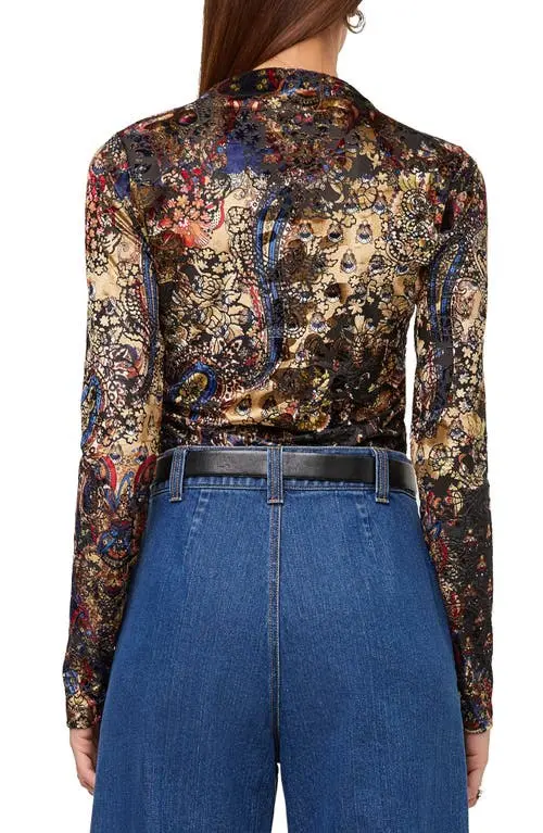 Fifteen Twenty Khami Velvet Burnout Mock Neck Top