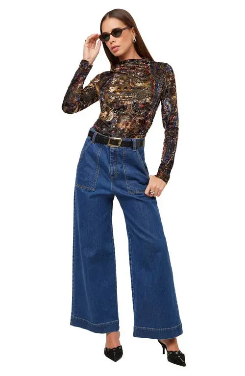 Fifteen Twenty Khami Velvet Burnout Mock Neck Top
