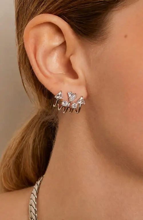 MELANIA CLARA Geometric Cubic Zirconia Layered Earrings
