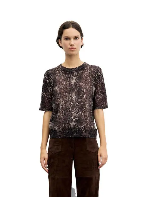 Gerard Darel Rosa Animal Print Fine Wool Sweater