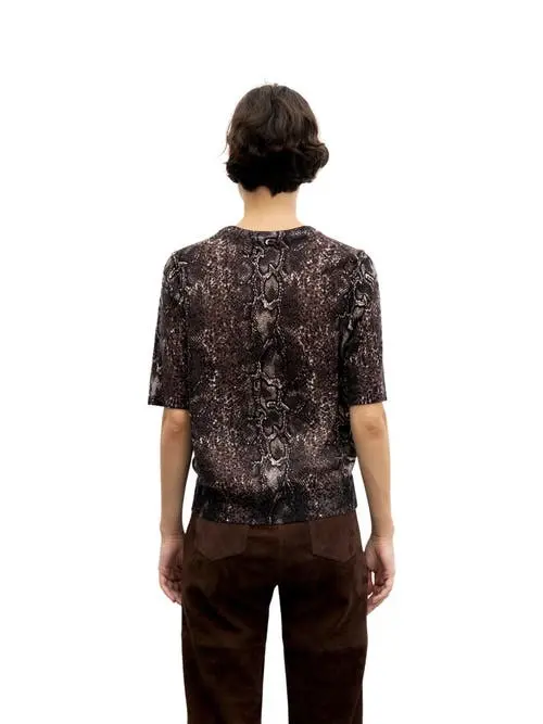 Gerard Darel Rosa Animal Print Fine Wool Sweater