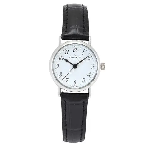 PEUGEOT Round Case Leather Watch 27mm - Black