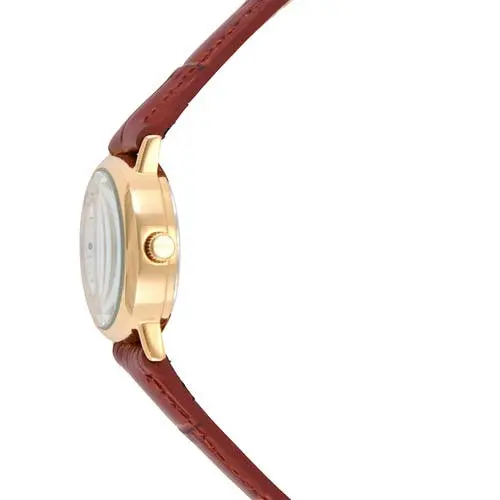 PEUGEOT Round Case Leather Watch 27mm - Brown