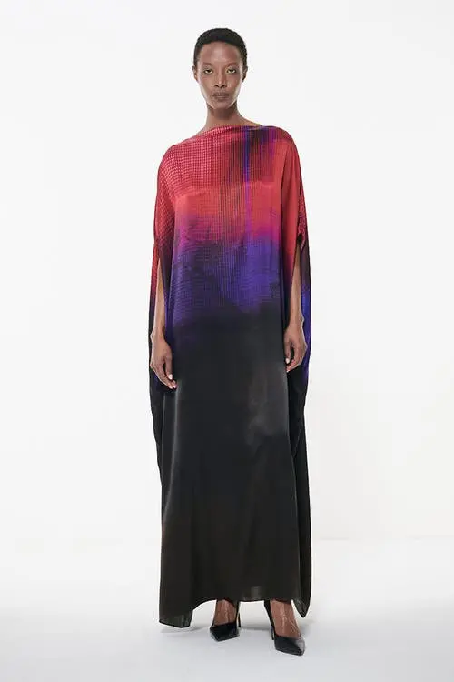LEEM Gradient Printed Silk Kaftan