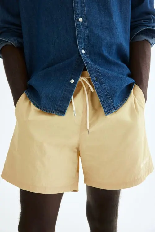 H&M Relaxed-fit Cotton Blend Shorts With Embroidered Detail