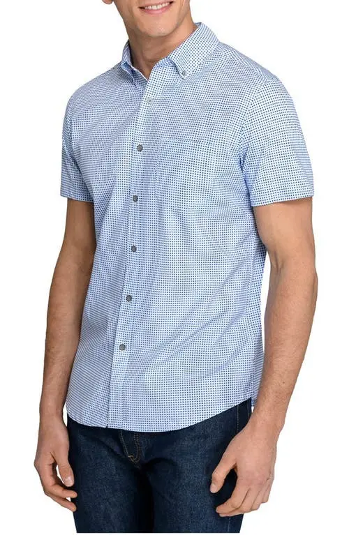 W.R.K Slim Fit Houndstooth Reworked Short Sleeve Button-down Shirt