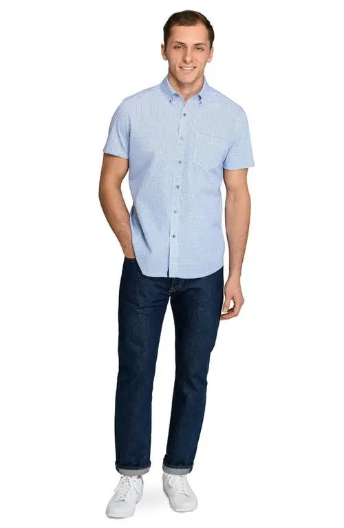 W.R.K Slim Fit Houndstooth Reworked Short Sleeve Button-down Shirt