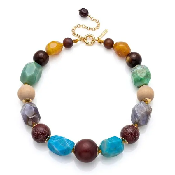 JAREDJAMIN Kiva Multi-stone And Wood Statement Collar Necklace - Yellow