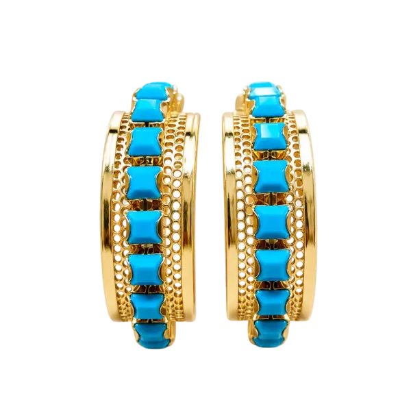 LAURA GRAY Turquoise Hoop Earrings - Blue