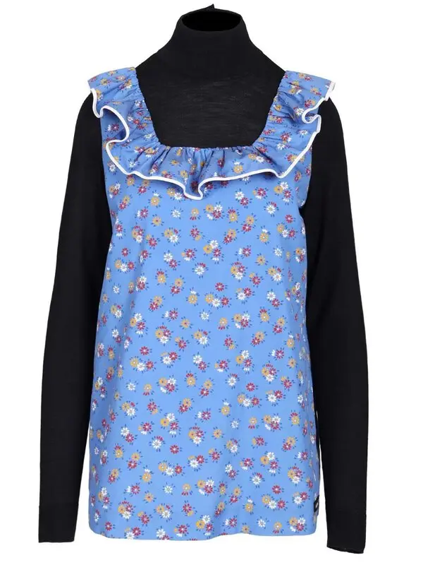 Miu Miu Poplin And Wool Sweater