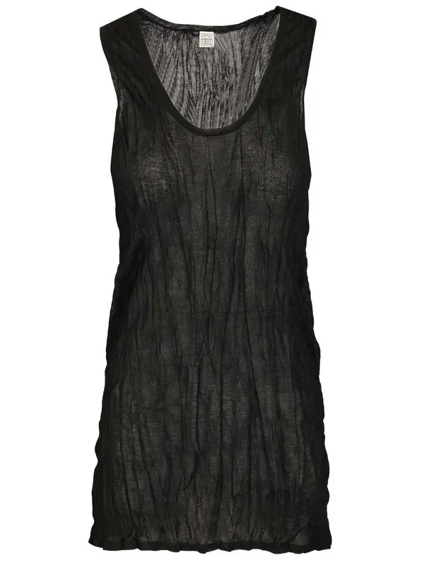 TOTEME Crinkled Knit Tank - Black