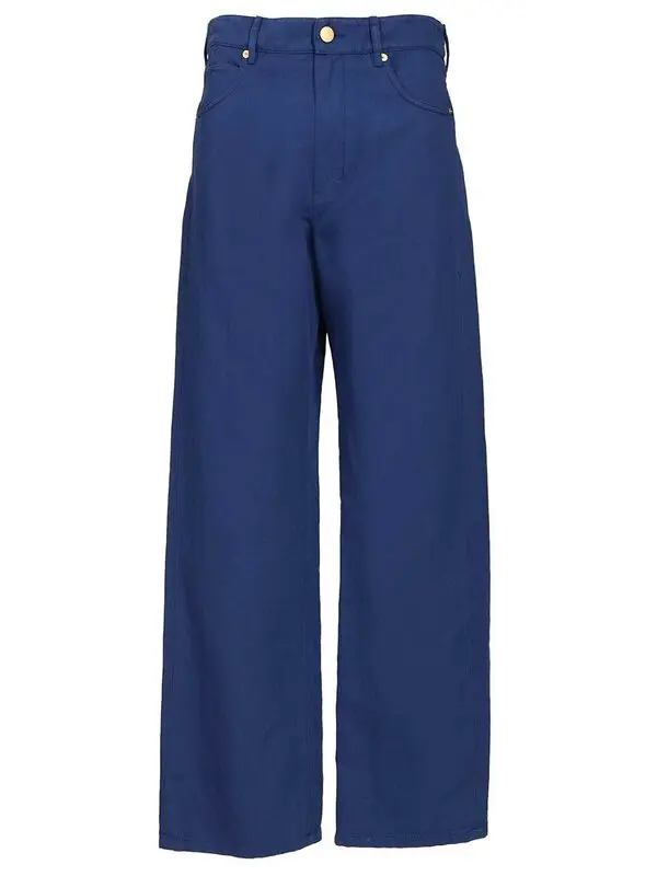 Max Mara Cotton And Linen Drill Trousers - Blue