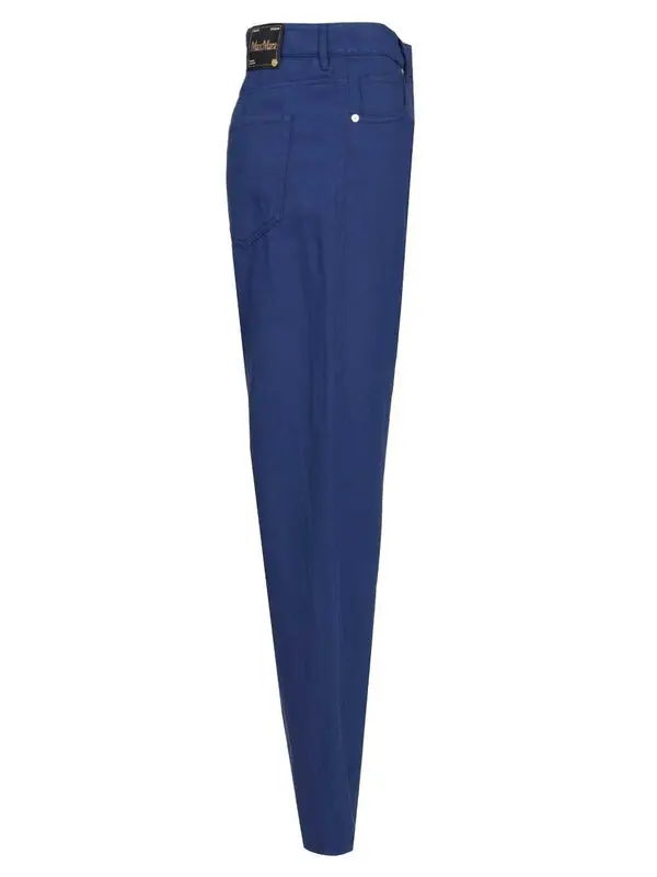 Max Mara Cotton And Linen Drill Trousers - Blue