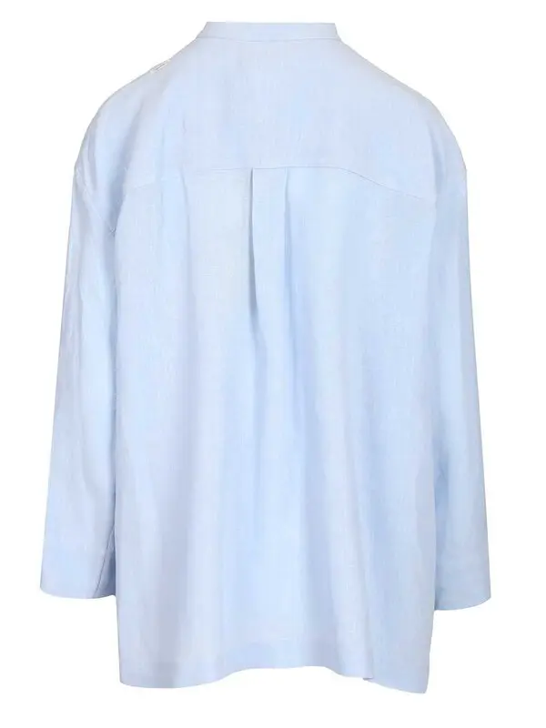 Max Mara Mandarin Collar Long Sleeve Linen Shirt