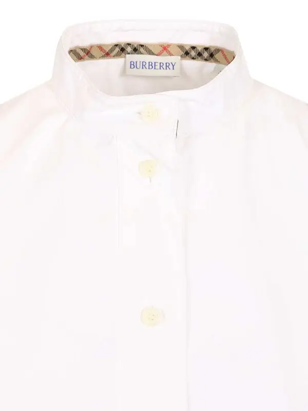 Burberry Cotton Poplin Dress With Check Drawstring - White