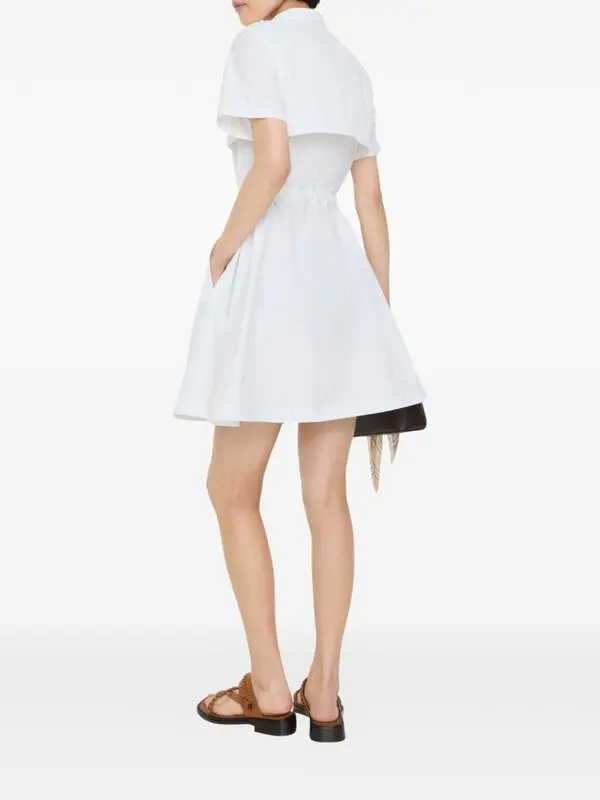 Burberry Cotton Poplin Dress With Check Drawstring - White
