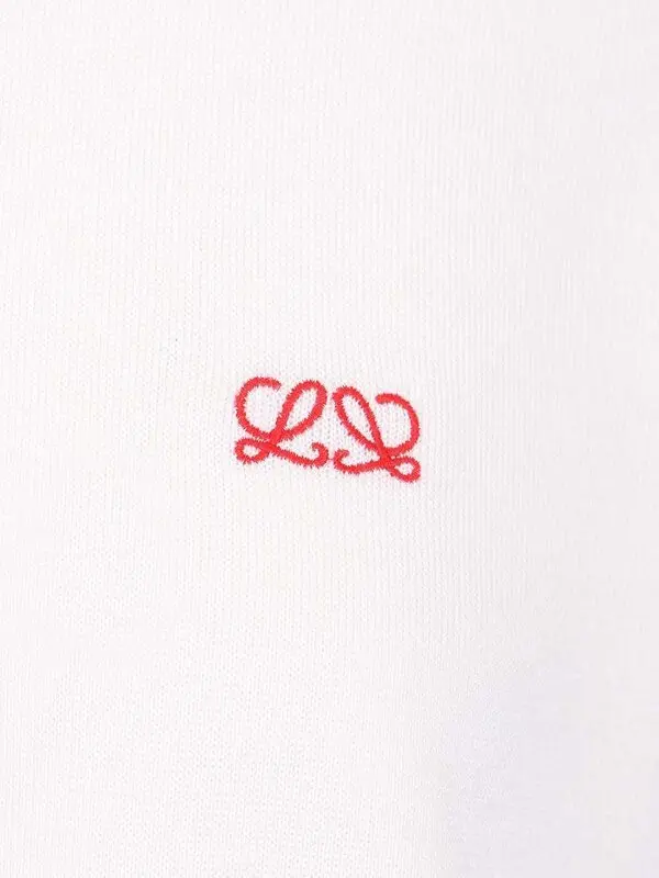 Loewe Cashmere And Silk Blend Polo Shirt With Double L Embroidery - White