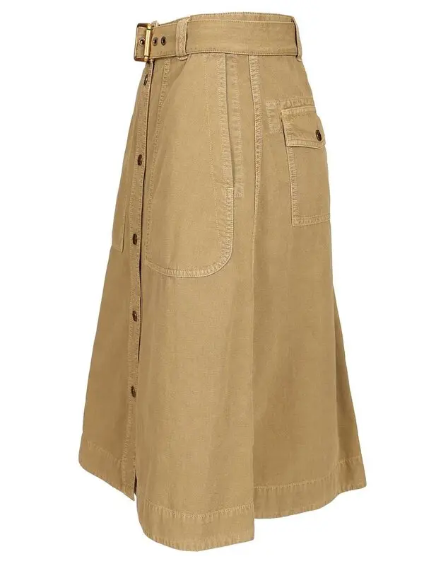 Moncler Cotton Midi Skirt With Belt
