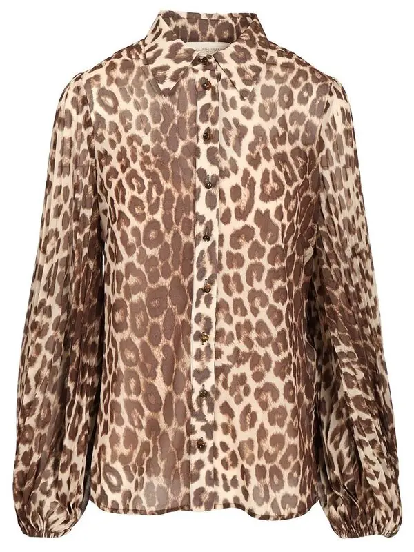 Zimmermann Leopard Print Collared Shirt - Multicolor