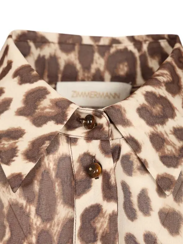 Zimmermann Leopard Print Collared Shirt - Multicolor