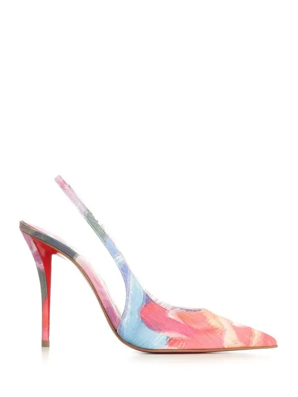 CHRISTIAN LOUBOUTIN Miss Z" Sling Back Pumps In Peonies Print Fabric - Multicolor