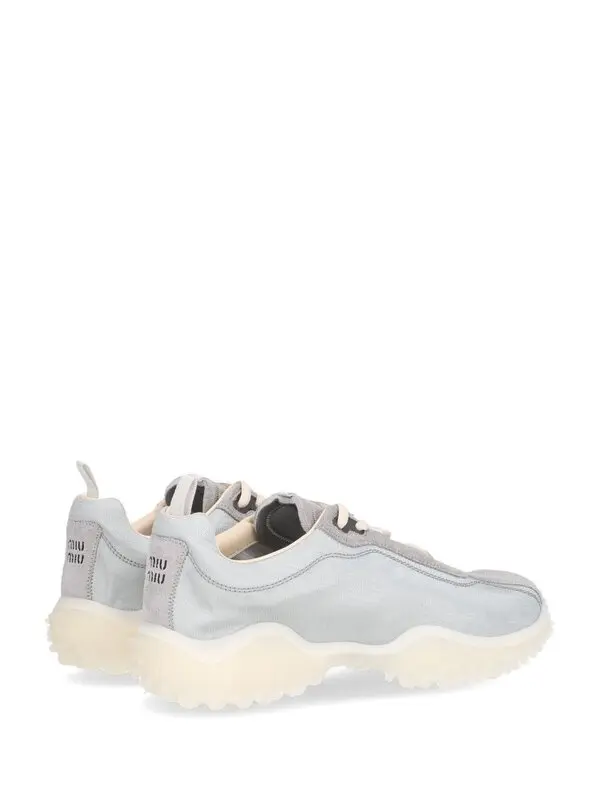 Miu Miu Bubble Sole Lace-up Technical Fabric Sneakers - Gray