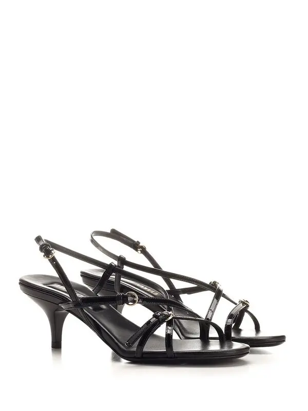 Miu Miu Patent Leather Strappy Kitten Heel Sandals