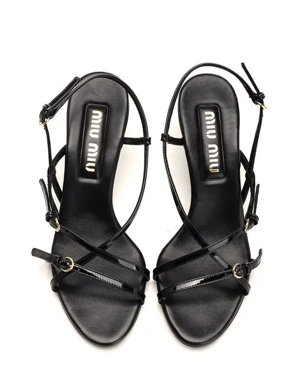 Miu Miu Patent Leather Strappy Kitten Heel Sandals