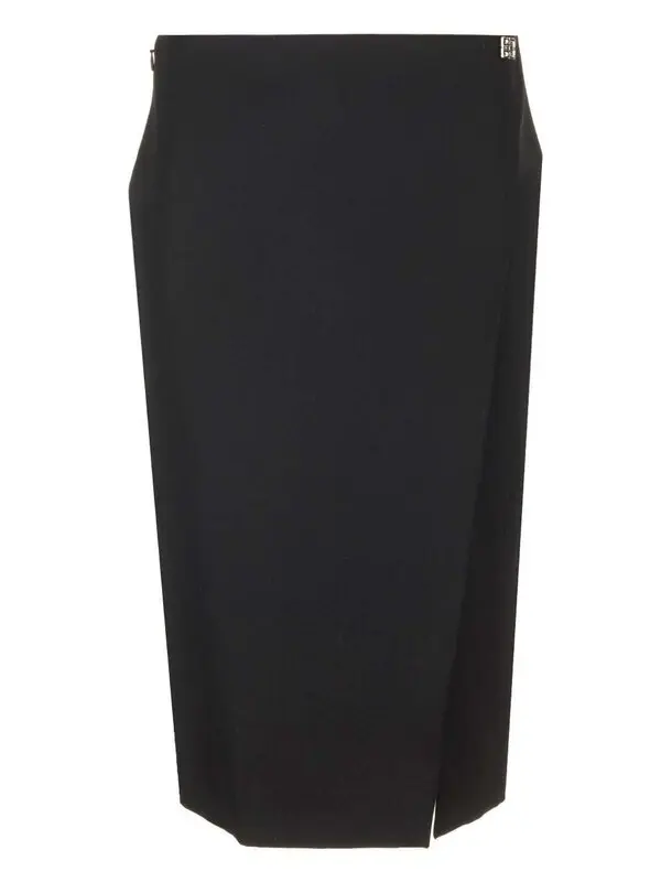 Givenchy Grain De Poudre Wool Midi Skirt With 4g Hardware