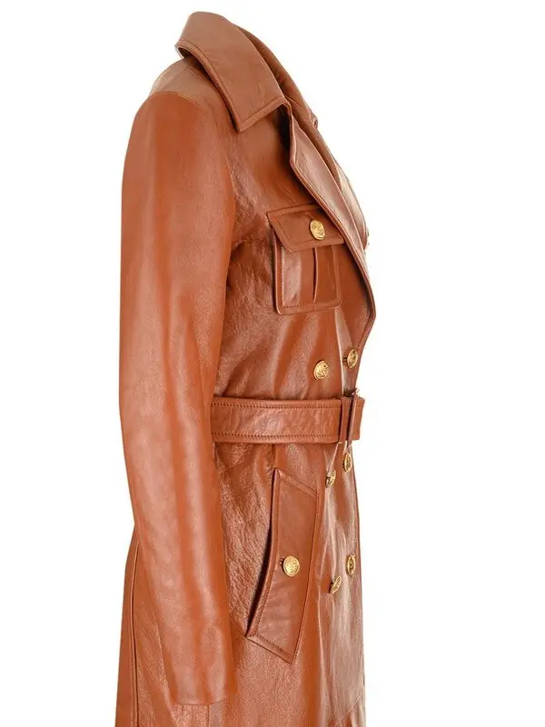 Chloé Leather Military Trench Coat