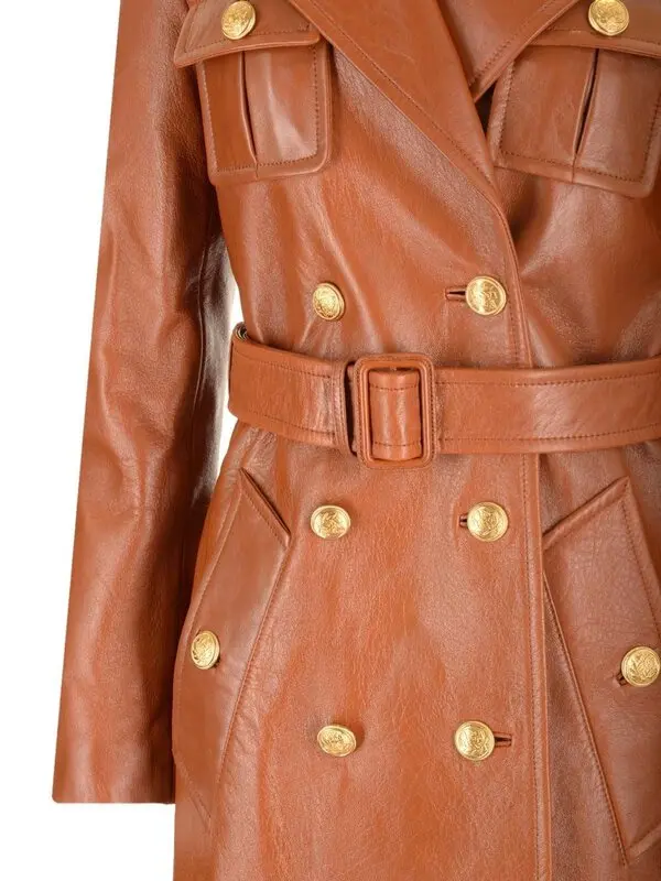 Chloé Leather Military Trench Coat