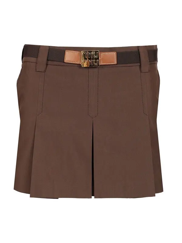 Miu Miu Gabardine Mini Skirt - Brown