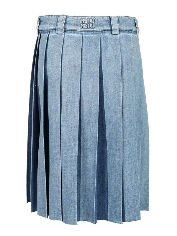 Miu Miu Pleated Denim Skirt