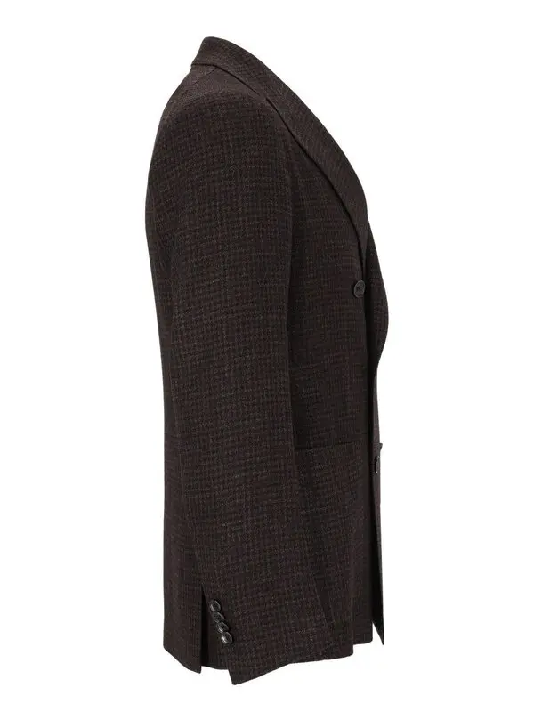 Tagliatore Montecarlo D.petto Pie De Poule 86 Lana 14 Seta - Brown