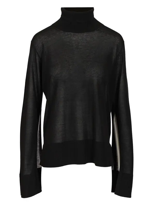 TOTEME Turtleneck With Sleeve Slits In Lyocell And Cashmere