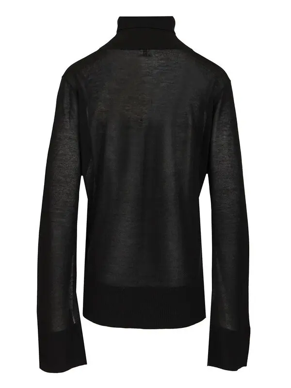 TOTEME Turtleneck With Sleeve Slits In Lyocell And Cashmere