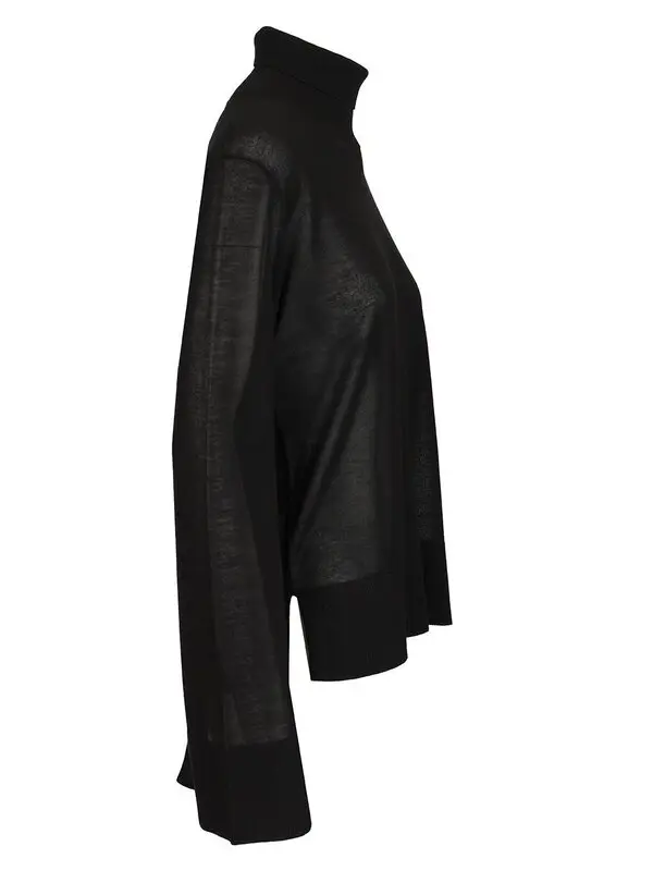 TOTEME Turtleneck With Sleeve Slits In Lyocell And Cashmere