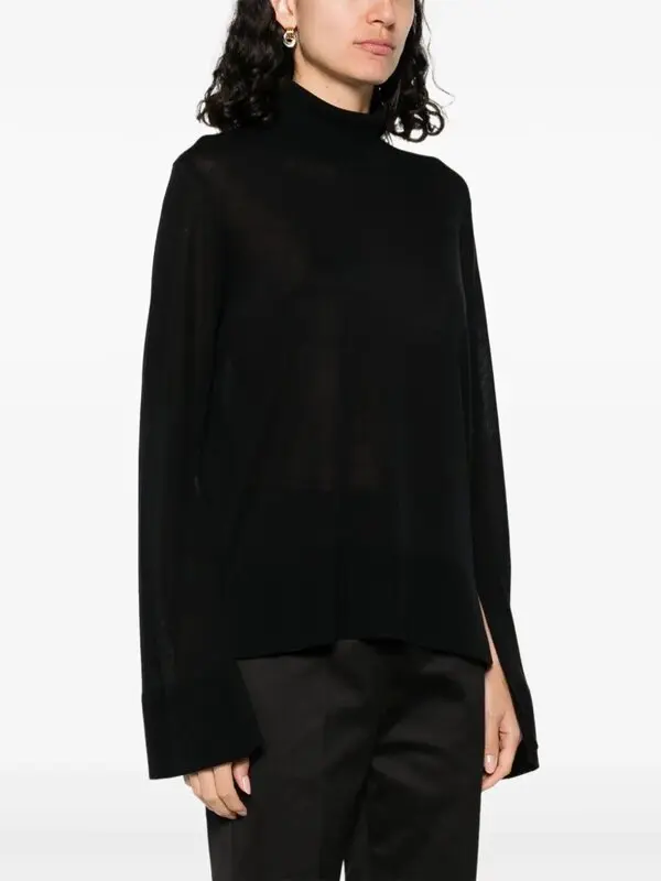 TOTEME Turtleneck With Sleeve Slits In Lyocell And Cashmere