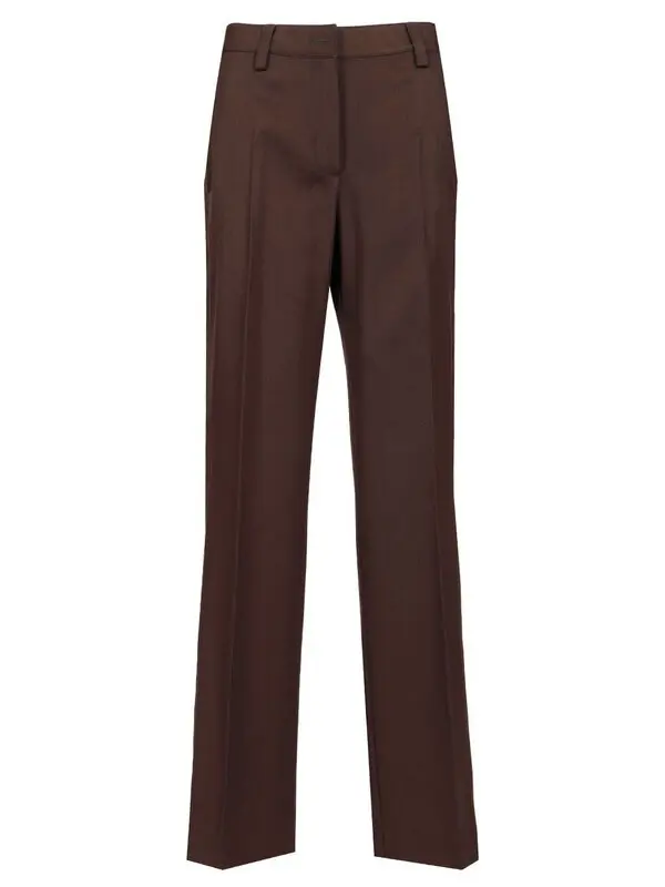 Off-White Wool Wide Leg Trousers With Tonal Side Band