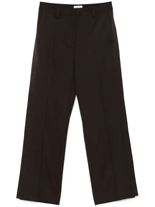 Off-White Wool Wide Leg Trousers With Tonal Side Band