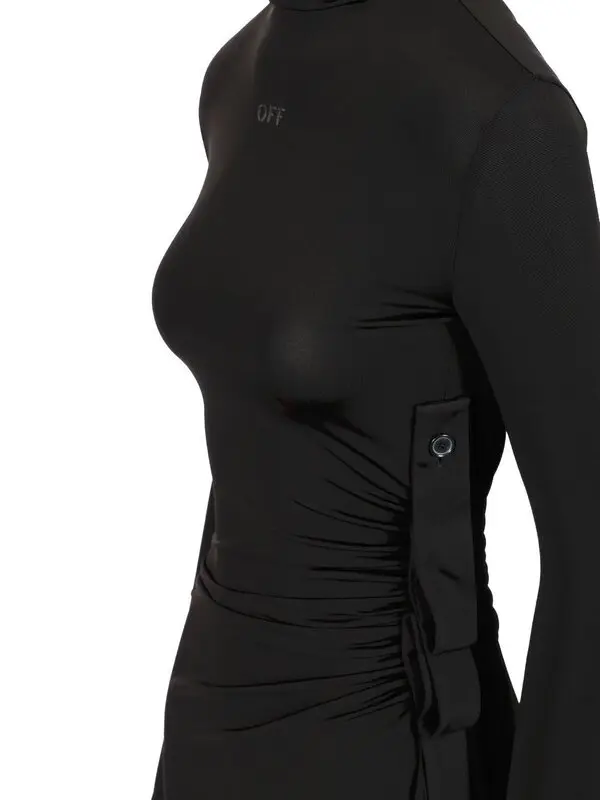 Off-White Sec Skin Draped Mini Dress Ls Bl